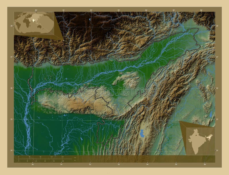 Assam, India. Physical. Capital Stock Image - Image of science ...