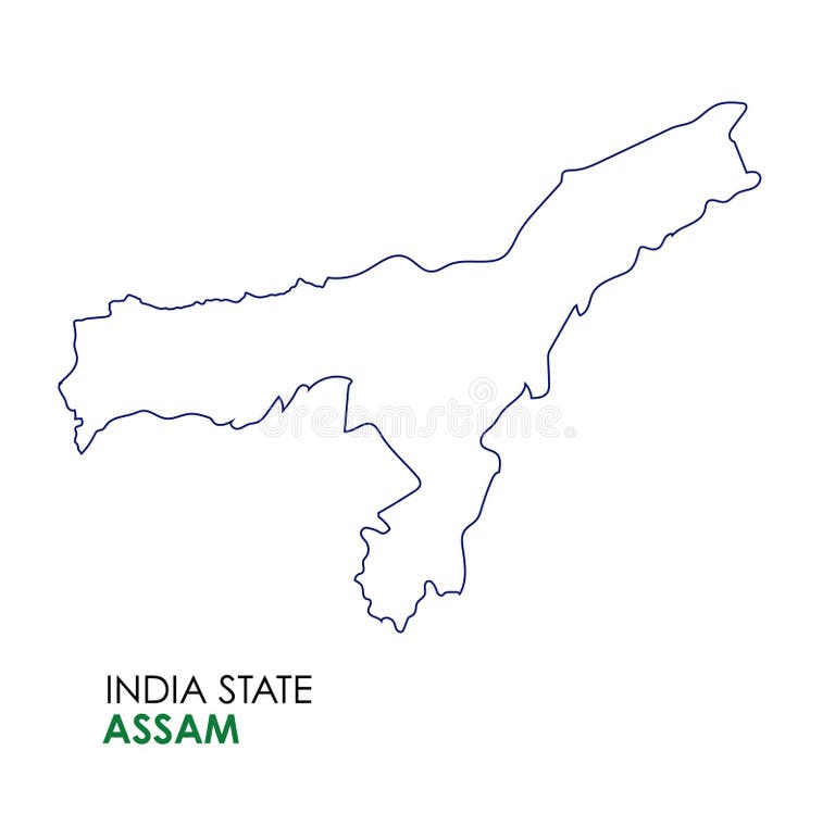 Assam Map of Indian State. Assam Map Vector Illustration Stock Vector ...