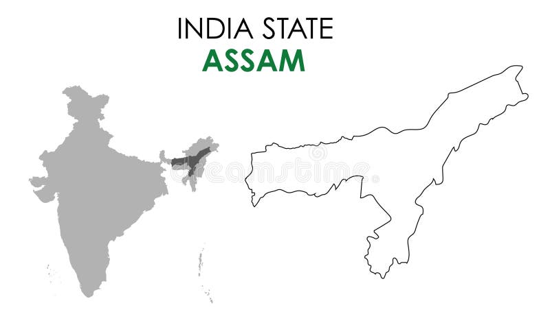 Assam Map of Indian State. Assam Map Vector Illustration Stock Vector ...