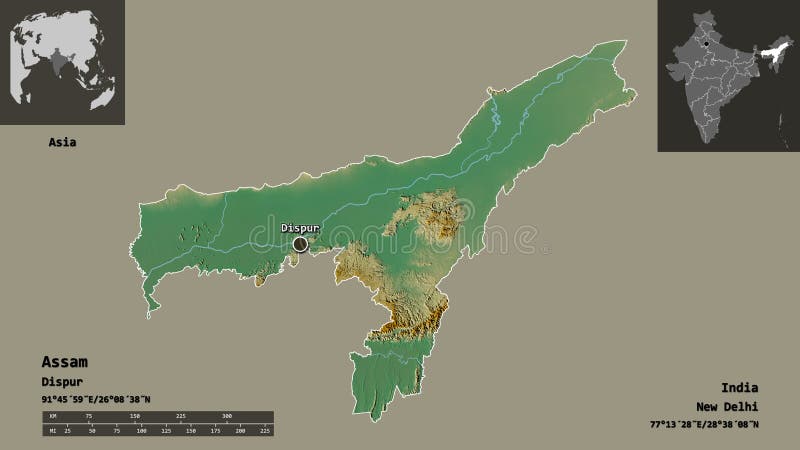 Assam, State of India,. Previews. Relief Stock Illustration ...