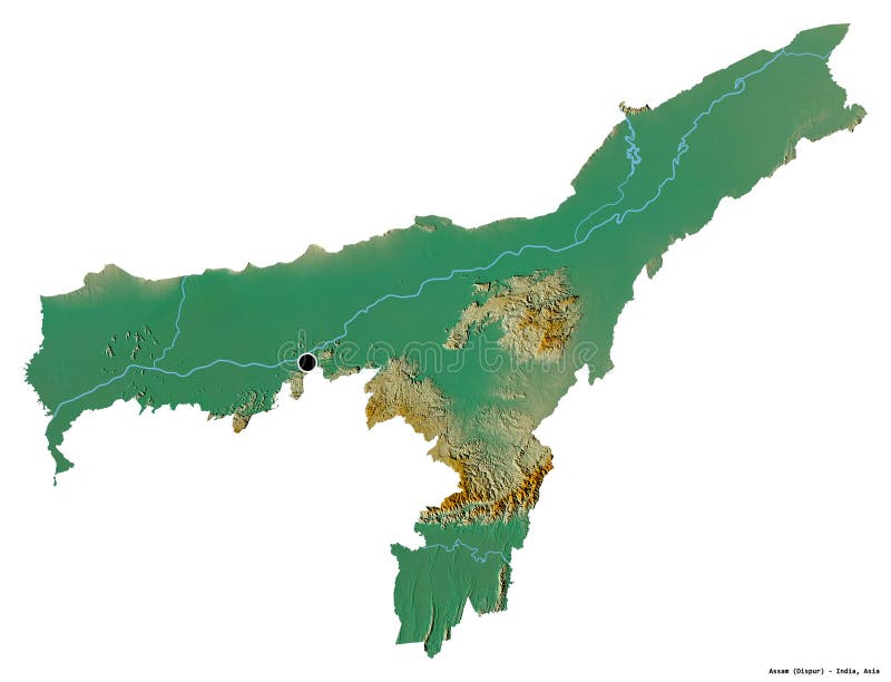 Assam, State of India, Zoomed. Bilevel Stock Illustration ...