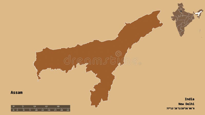 Assam State Location within India 3d Map Stock Illustration ...