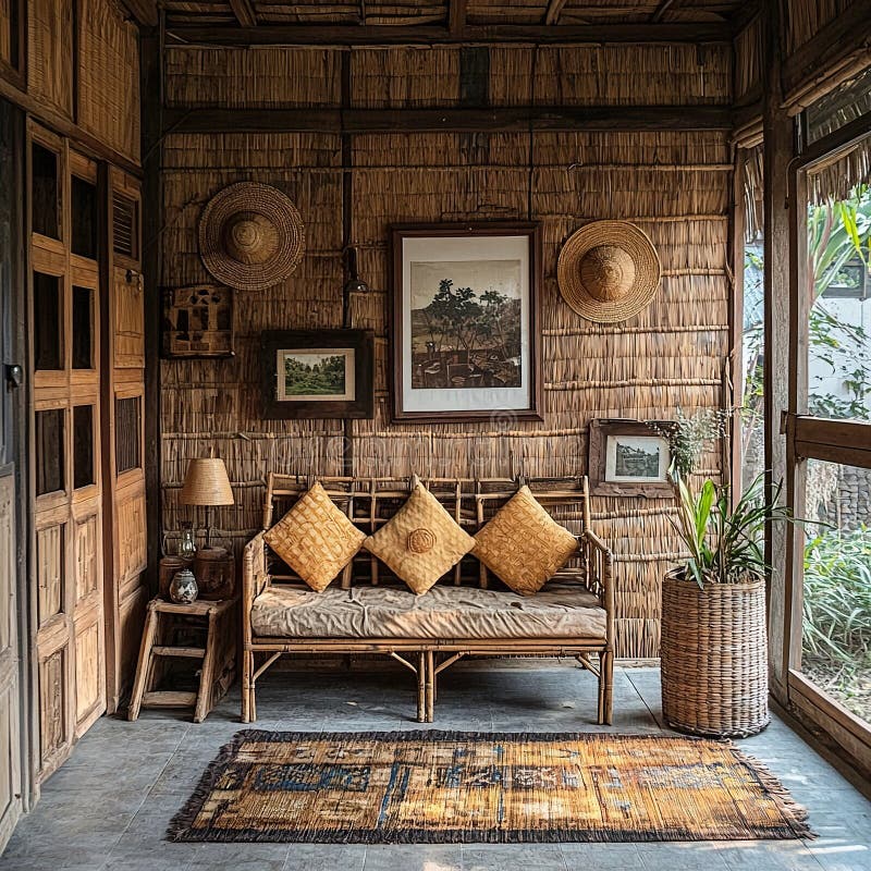 Assamese Grace an Indian Interior House Stock Illustration ...