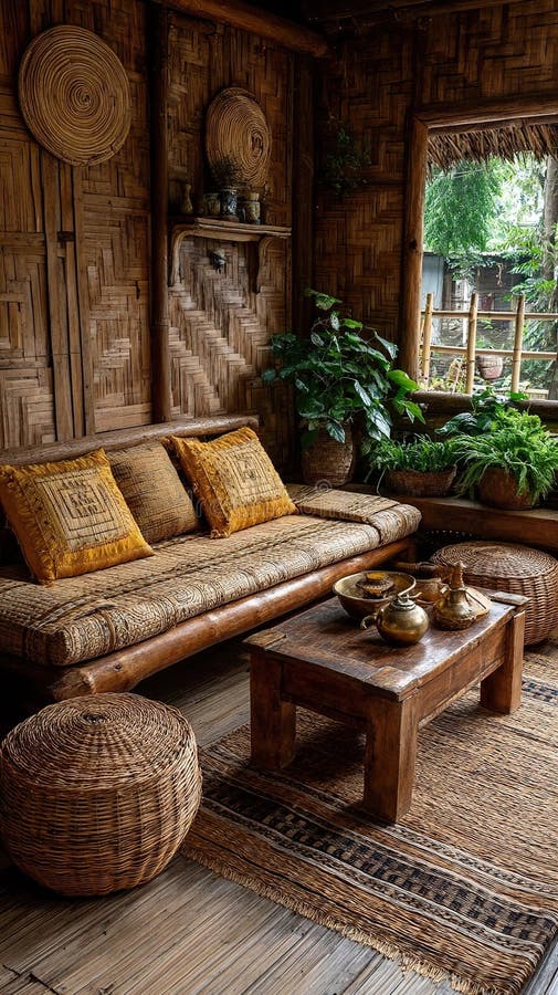 Assamese Grace an Indian Interior House Stock Illustration ...