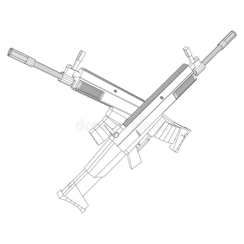 Assault Automatic Fire Rifle Stock Vector - Illustration of frame ...