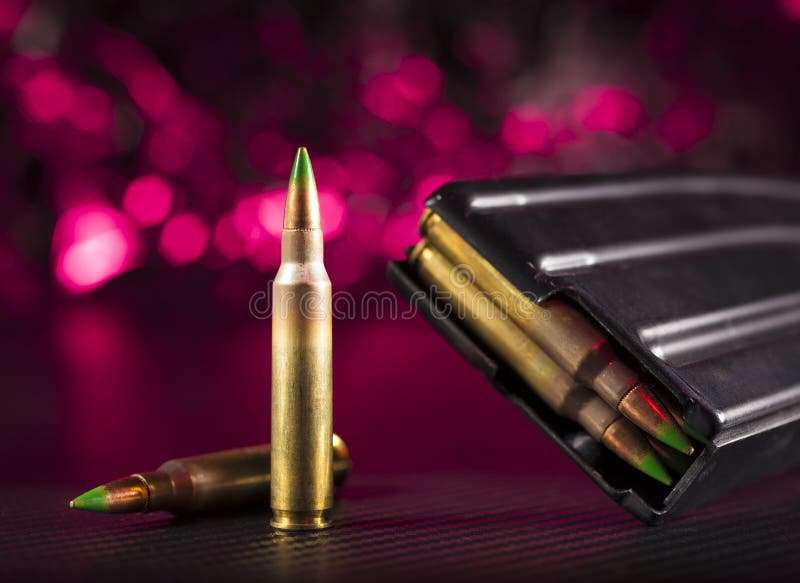 Assault Rifle Ammo and Magazine Stock Photo - Image of ammunition, ar15 ...