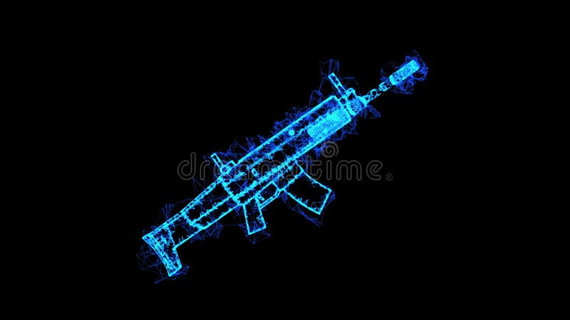 Assault Rifle, Automatic Fire Rifle Model Wireframe Low Poly Mesh Stock ...