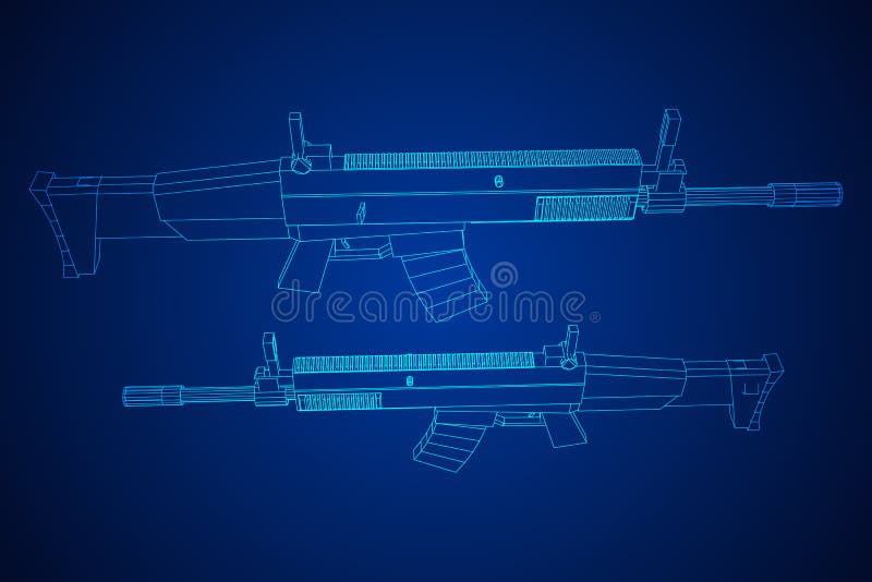 Assault Automatic Fire Rifle Stock Vector - Illustration of frame, shot ...