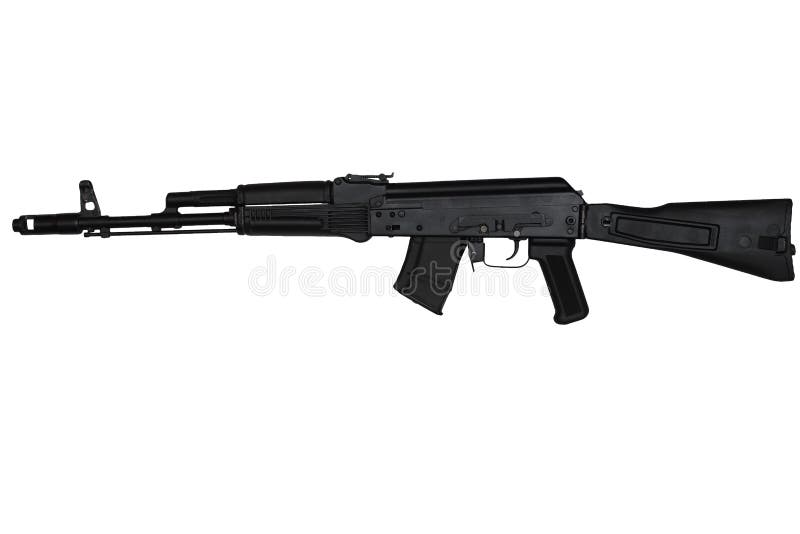 Assault Rifle Disassembled into Parts Left Side View Isolated on White ...