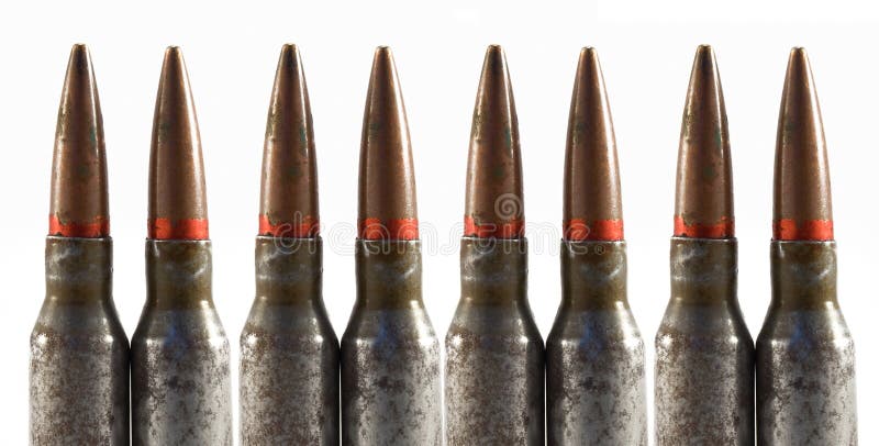 Assault rifle cartridges stock image. Image of isolated - 16635569