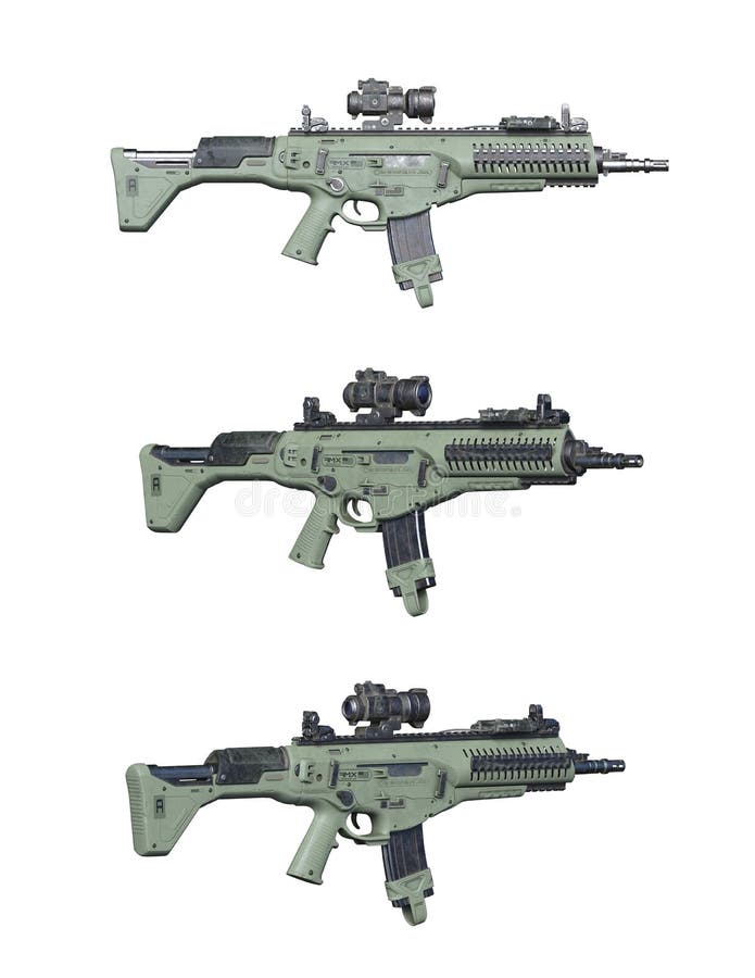 Assault rifle stock illustration. Illustration of scope - 89169936