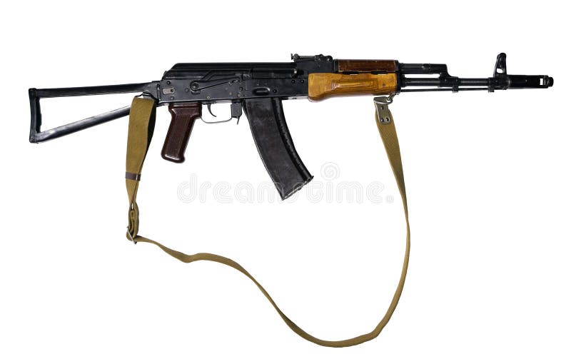 Assault Rifle with Folding on White Background Stock Image - Image of ...