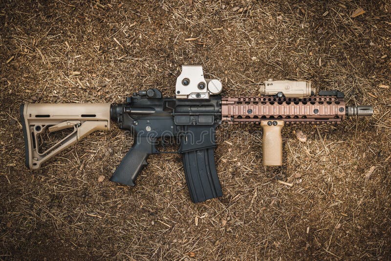 Assault Rifle and Machine Gun Stock Image - Image of shelter, equipment ...