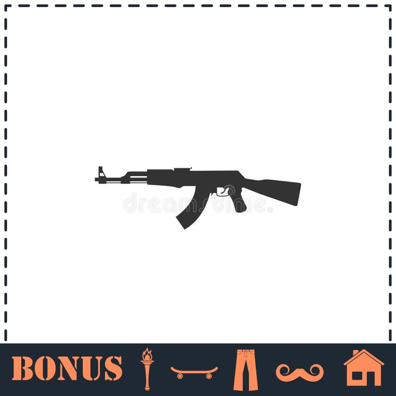 Assault rifle icon flat stock illustration. Illustration of assault ...
