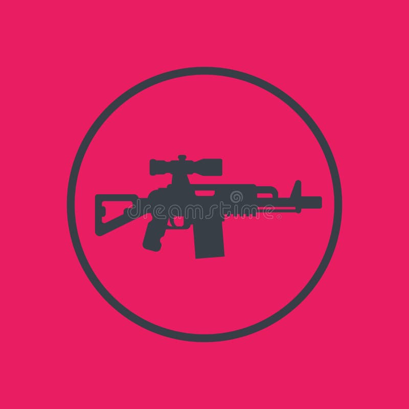 Assault Rifle Icon, Gun with Optical Sight Stock Vector - Illustration ...