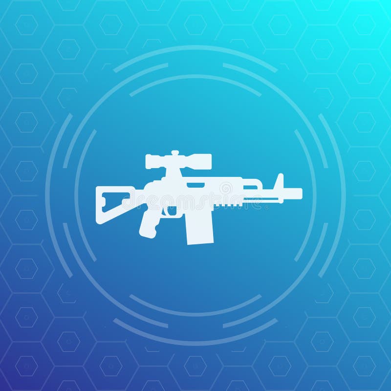 Assault Rifle Icon, Gun with Optical Sight Stock Vector - Illustration ...
