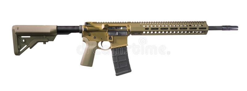 Assault Rifle Isolated on White Stock Image - Image of grey, beige ...