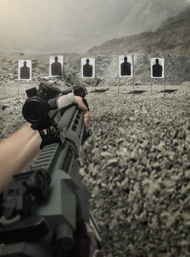 Assault Rifle Red Dot Target View Stock Photo - Image of bullseye ...