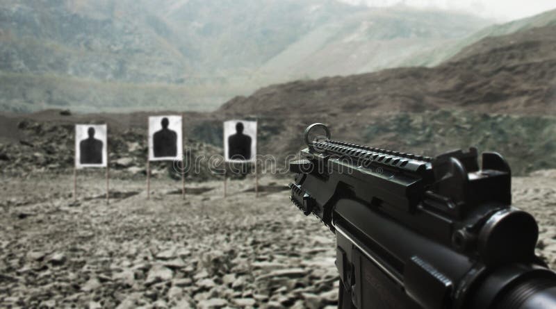 Assault Rifle Red Dot Target View Stock Image - Image of optic ...