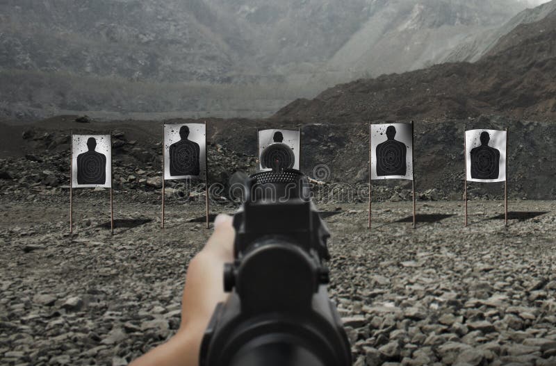 Assault Rifle Red Dot Target View Stock Image - Image of bullseye ...