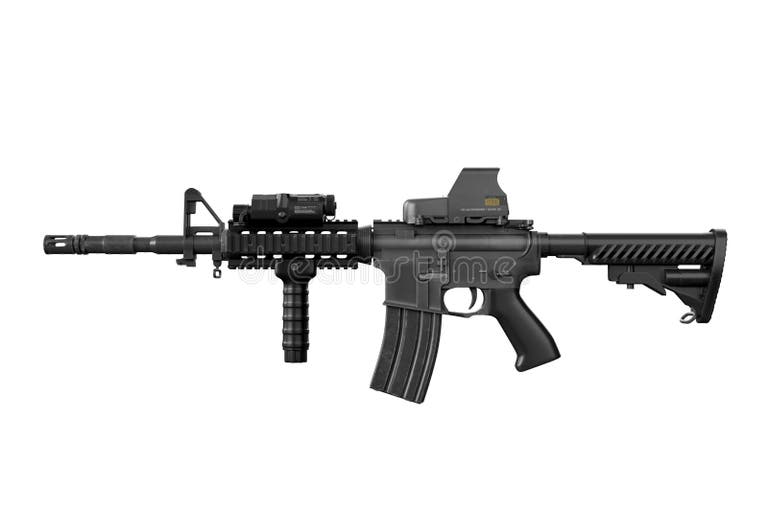 Assault Rifle Side View. Isolated Stock Illustration - Illustration of ...