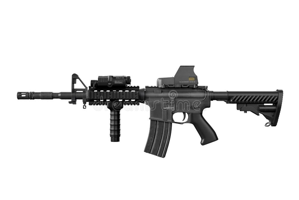 Assault Rifle Side View. Isolated Stock Illustration - Illustration of ...
