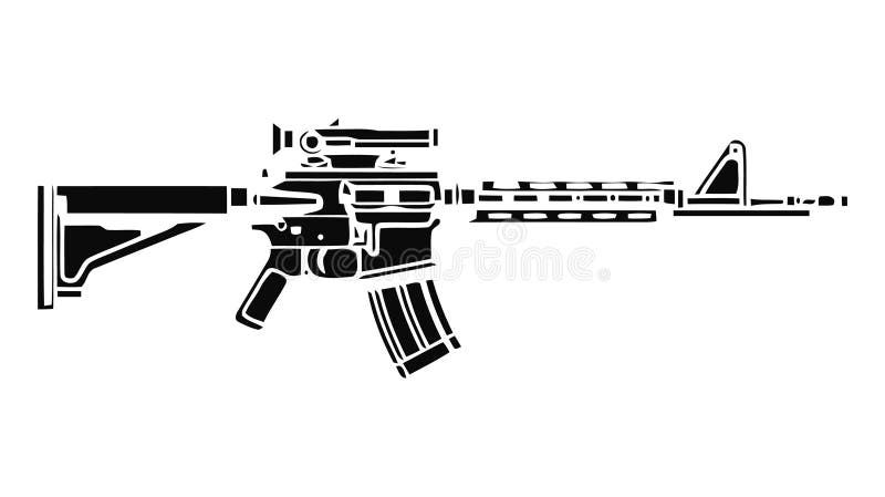 Assault Rifle Vector Isolated on White Background - Assault Rifle ...