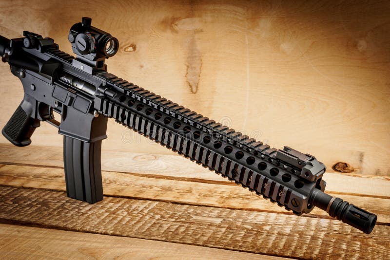 Black Assault Rifle Weapon Loaded with Ammunition Stock Image - Image ...