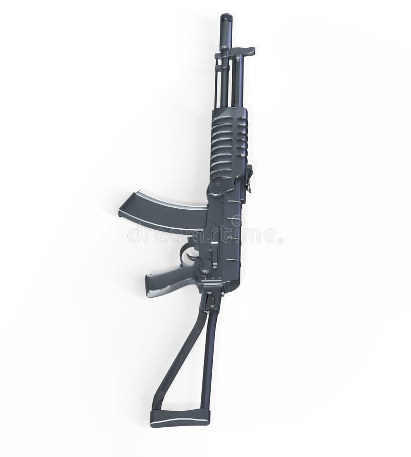 Assault Rifles - Low Angle Closeup Shot 3d Render Stock Illustration ...