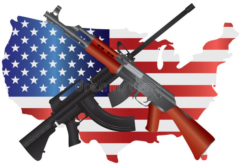 Assault Rifles with USA Map Flag Illustration Stock Vector ...