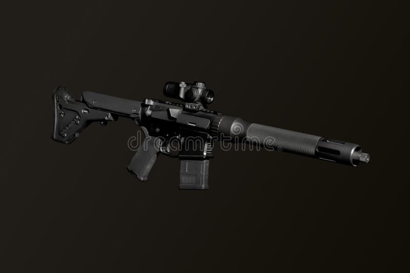Assault Semi-automatic Rifle Stock Image - Image of automatic, silencer ...