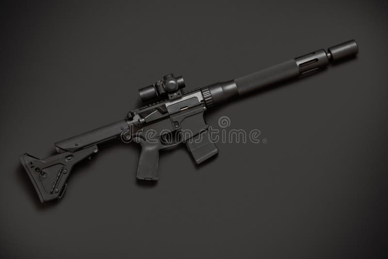 Assault Semi-automatic Rifle Stock Image - Image of modern, sight: 78258895