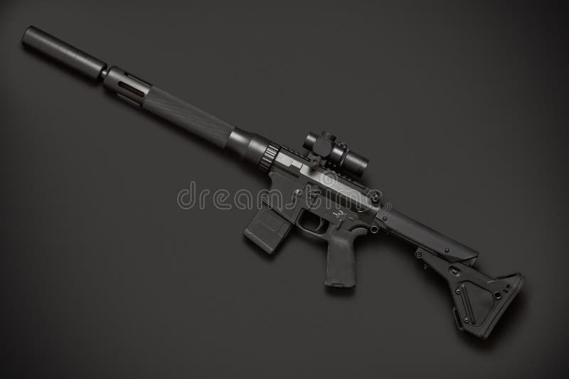 Assault Semi-automatic Rifle Stock Image - Image of collimator ...