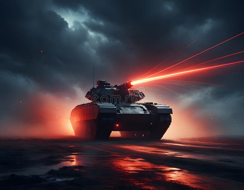 Assault Tank Armed with a Red Laser Beam. Stock Illustration ...