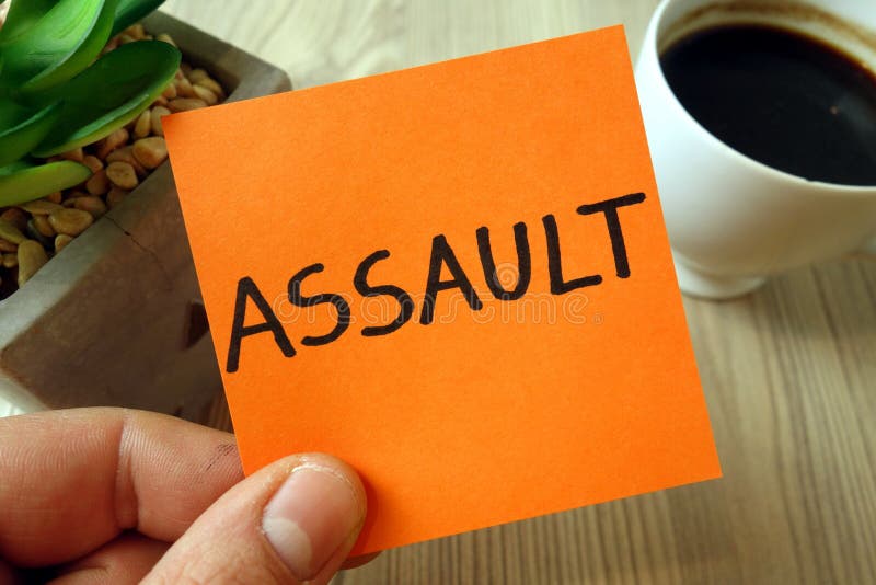 Assault Word Handwritten on Sticky Note Stock Image - Image of force ...