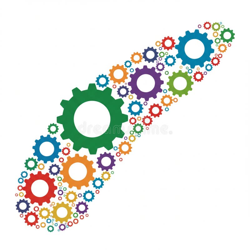 An Assemblage of Colorful Gears Forms an Elongated, Elliptical Shape ...