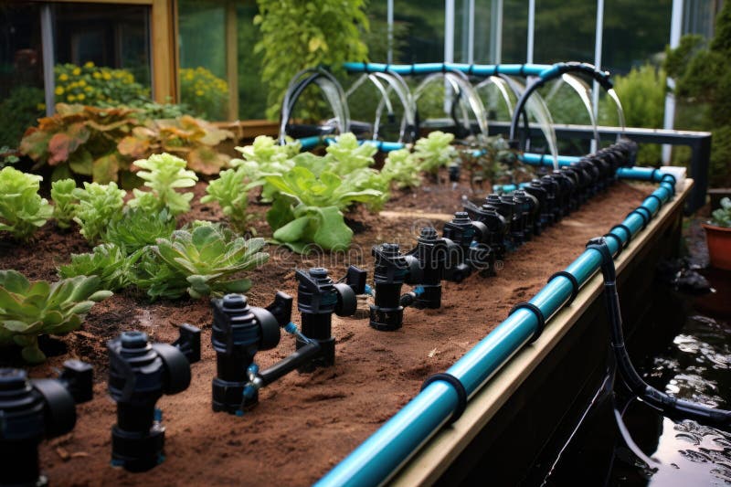 Assembled Diy Drip Irrigation System in a Garden Stock Illustration ...