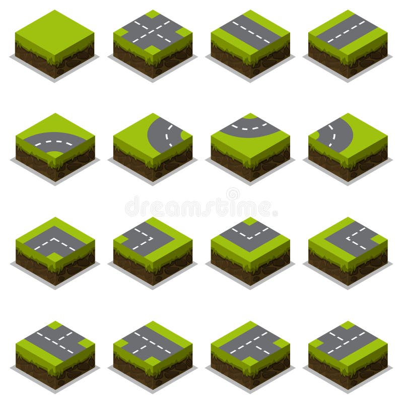 Assembled Isometric Road Intersection Stock Vector - Illustration of planning, element: 71853990