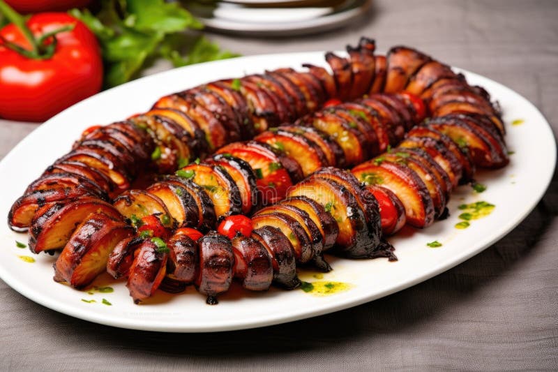 Assembled Plate of Char-grilled Octopus Tentacles Ready To Serve Stock Photo - Image of seafood ...