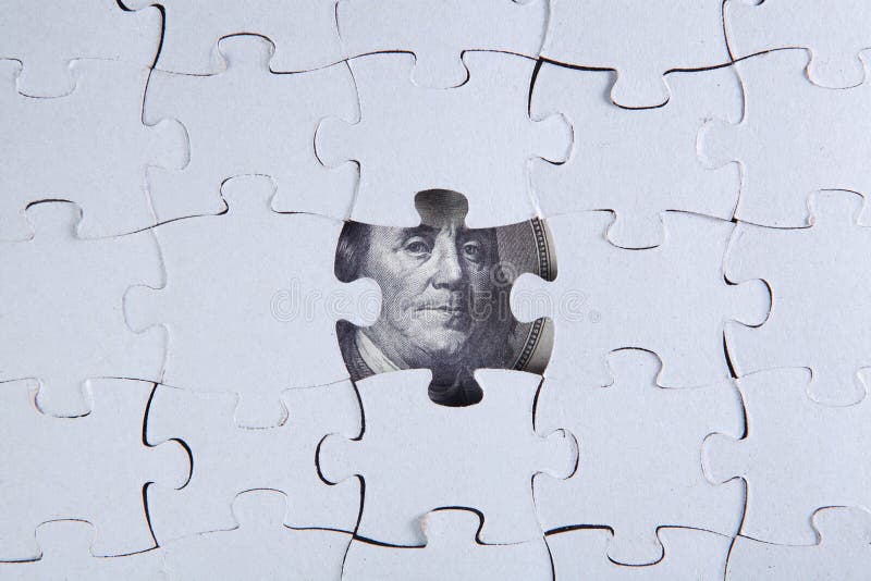 Assembled Puzzle and Dollar Bill Stock Image - Image of bill, expose ...