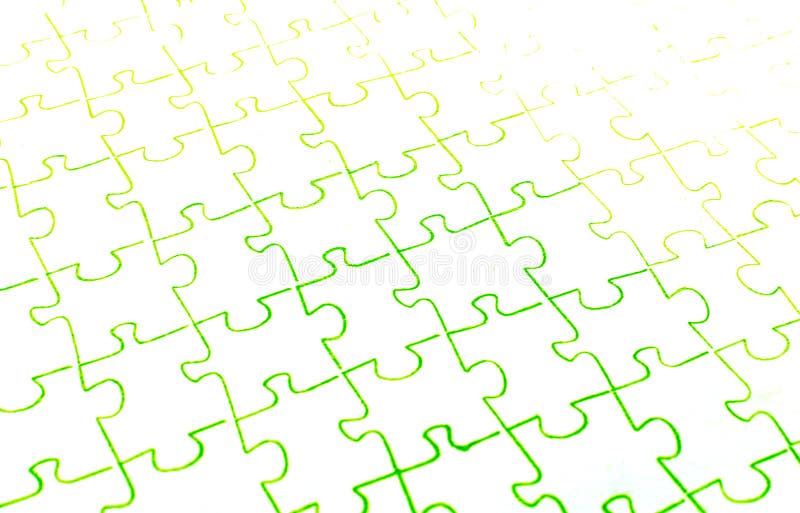 Assembled Puzzle with Green Outlines on White Background Stock Image ...