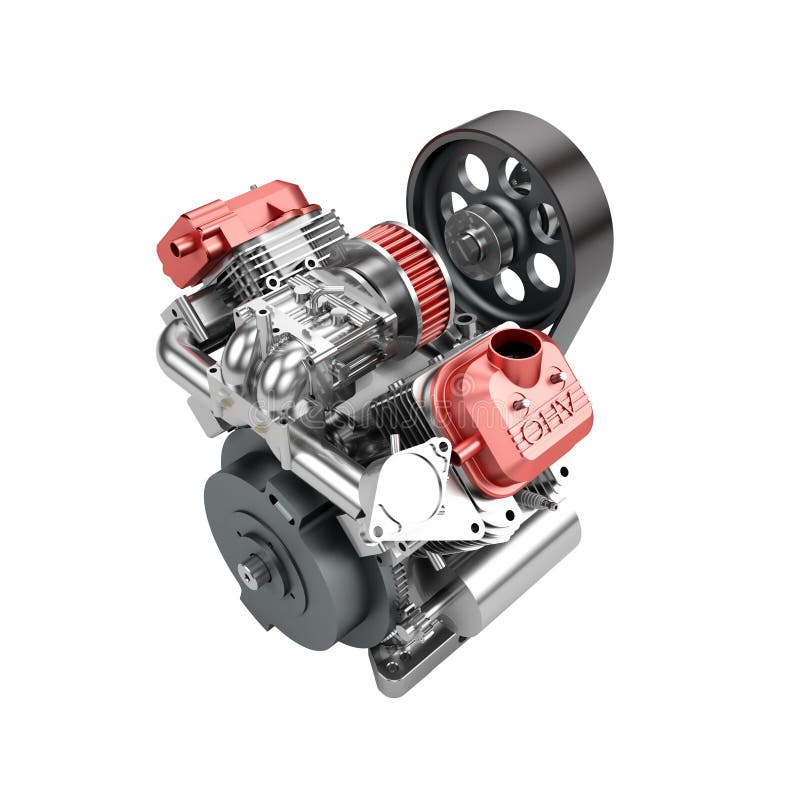 Assembled V2 Engine of Large Powerful Motorbike Isolated on Whit Stock ...
