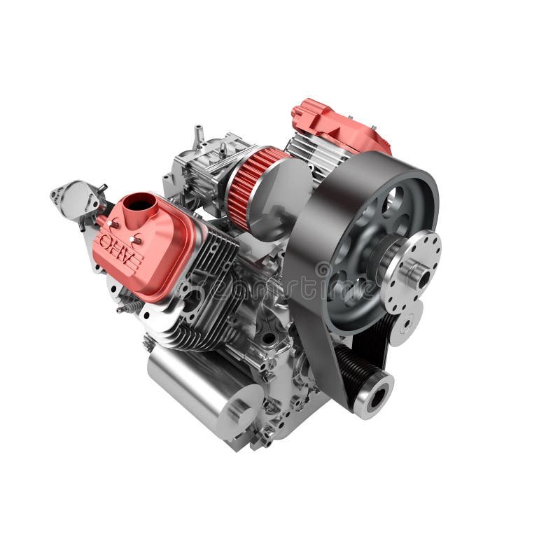 Assembled V2 Engine of Large Powerful Motorbike Isolated Stock ...