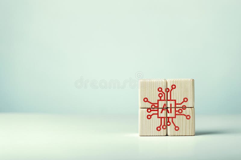 Assembled Wooden Cubes of Artificial Intelligence in Business Stock ...