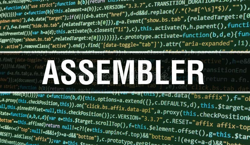 Assembler Concept with Random Parts of Program Code. Assembler with Programming Code Abstract ...