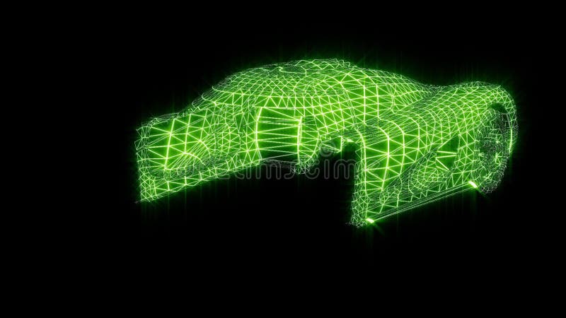 Animated Construction of a Car from Neon Parts and Mesh. Stock Footage ...