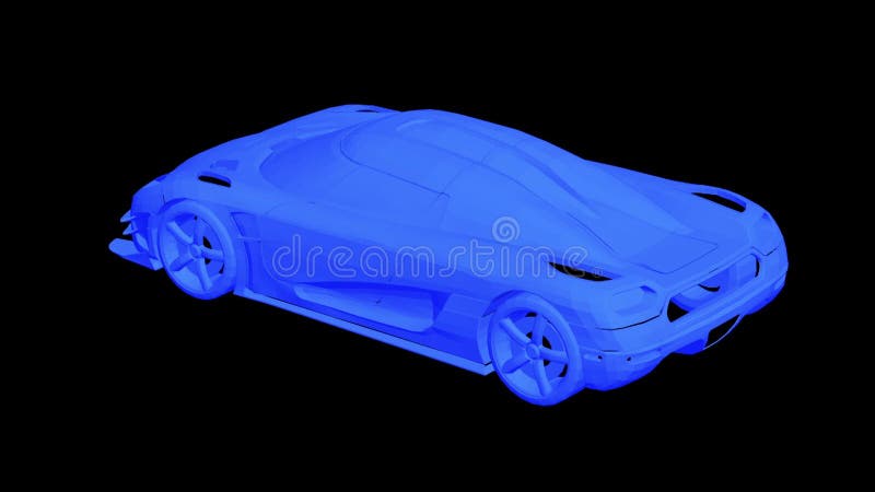 Rotating Animated Construction of a Car from Neon Parts and Mesh. Stock ...