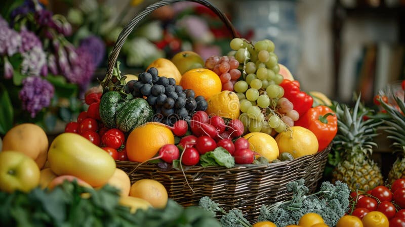 Assembling a Colorful Fruit and Vegetable Basket As a Symbol of ...