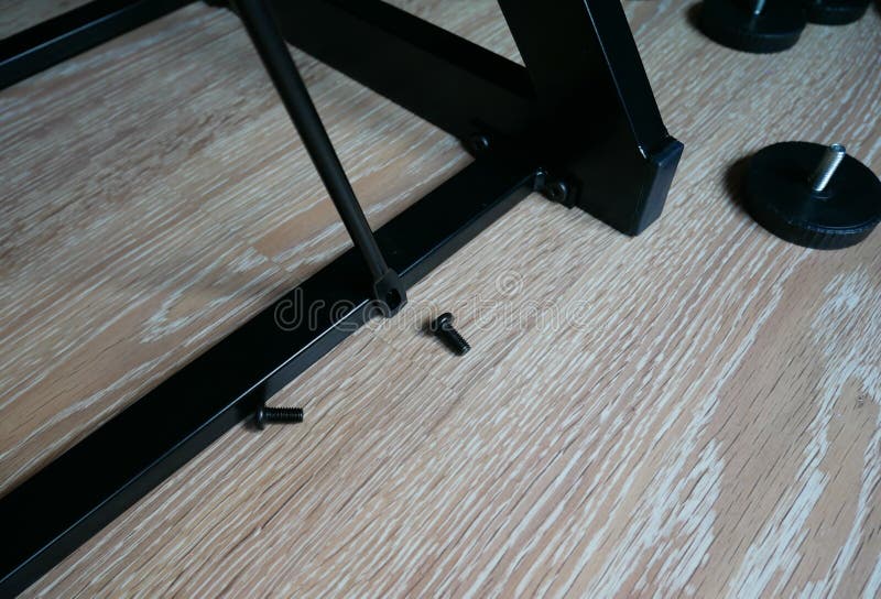 Assembling a Computer Desk at Home. Black Table for Gaming Computer ...