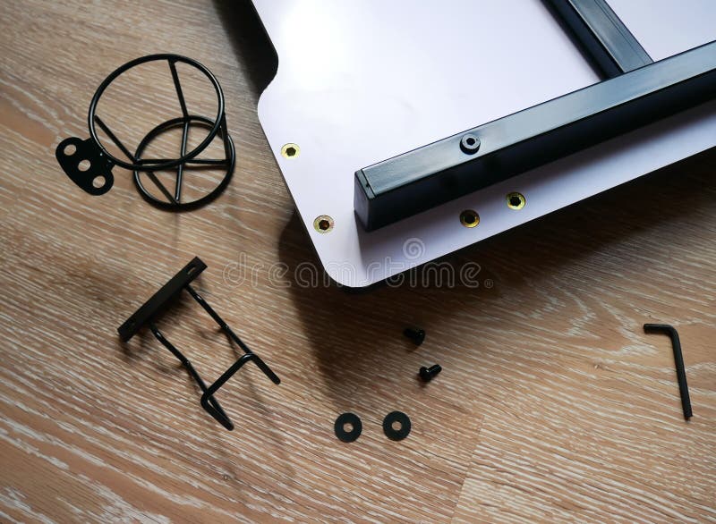 Assembling a Computer Desk at Home. Black Table for Gaming Computer ...